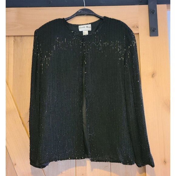 Camille Marie | Jackets & Coats | Camille Marie Womens Xl Black Silk ...